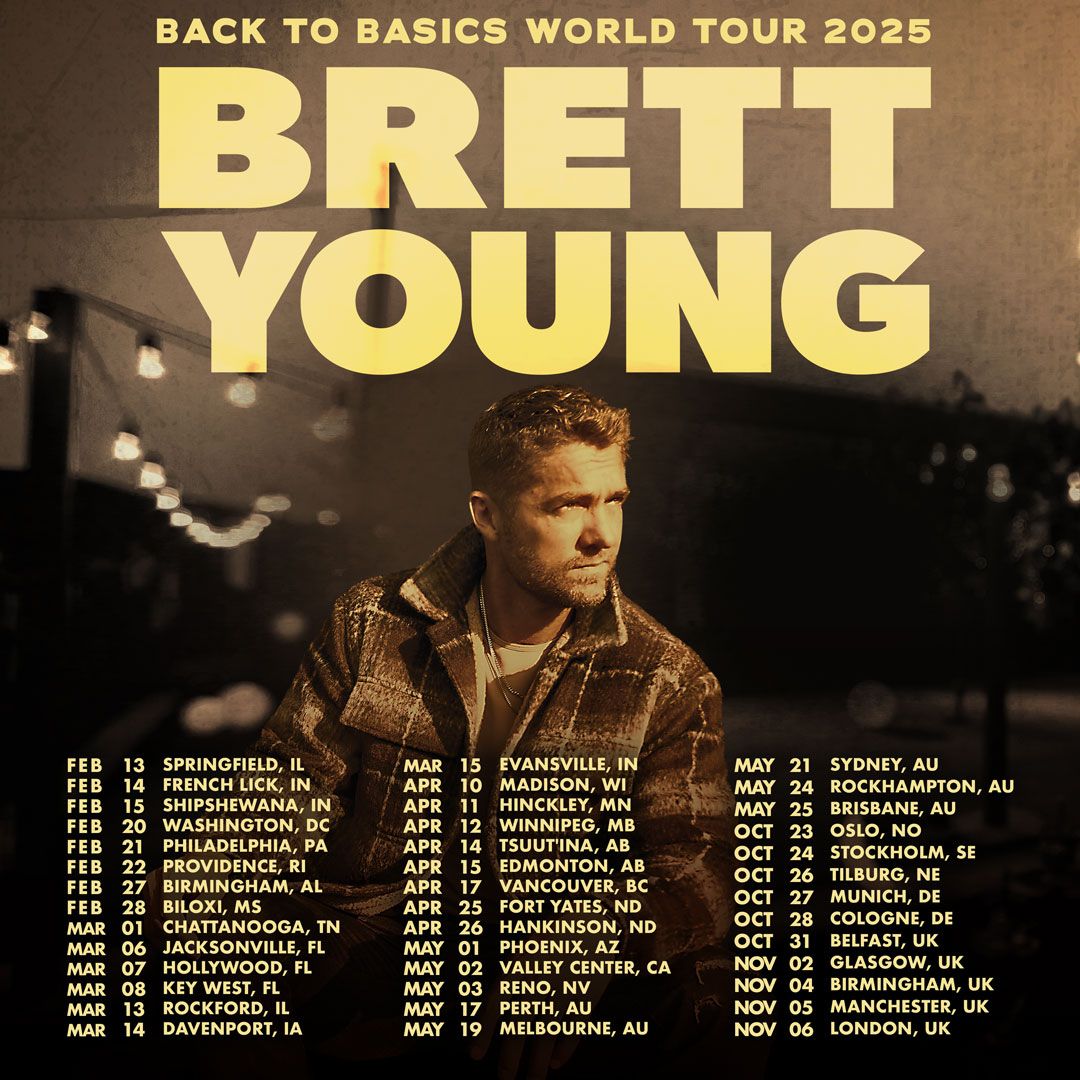BRETT YOUNG ANNOUNCES THE BACK TO BASICS WORLD TOUR 2025 - Big Machine Label Group